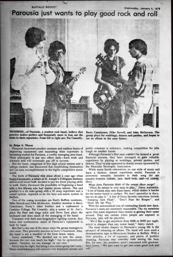 PAROUSIA At Riverside Park: First Outdoor Concert, July 3rd, 1977 ...
